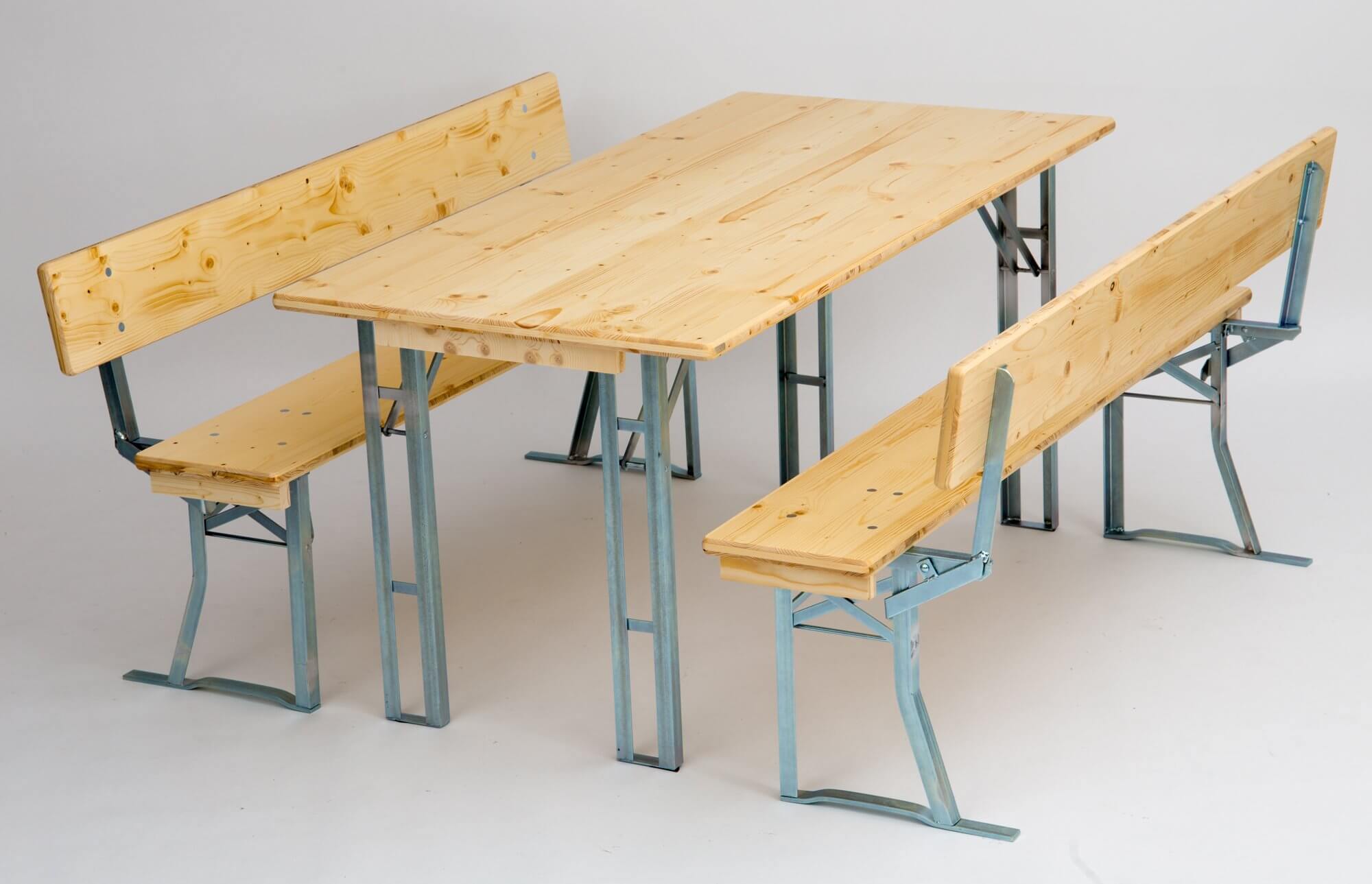 Pub table and benches sets with backrest in brewery quality
