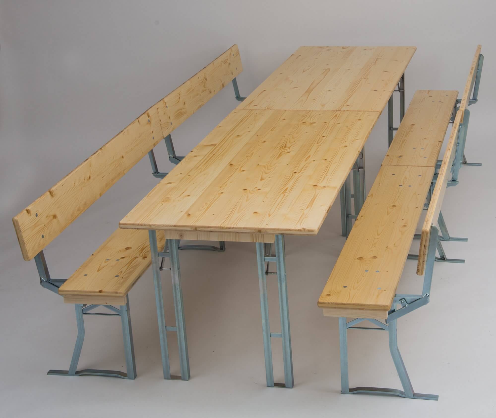 Pub table and benches sets with backrest in brewery quality