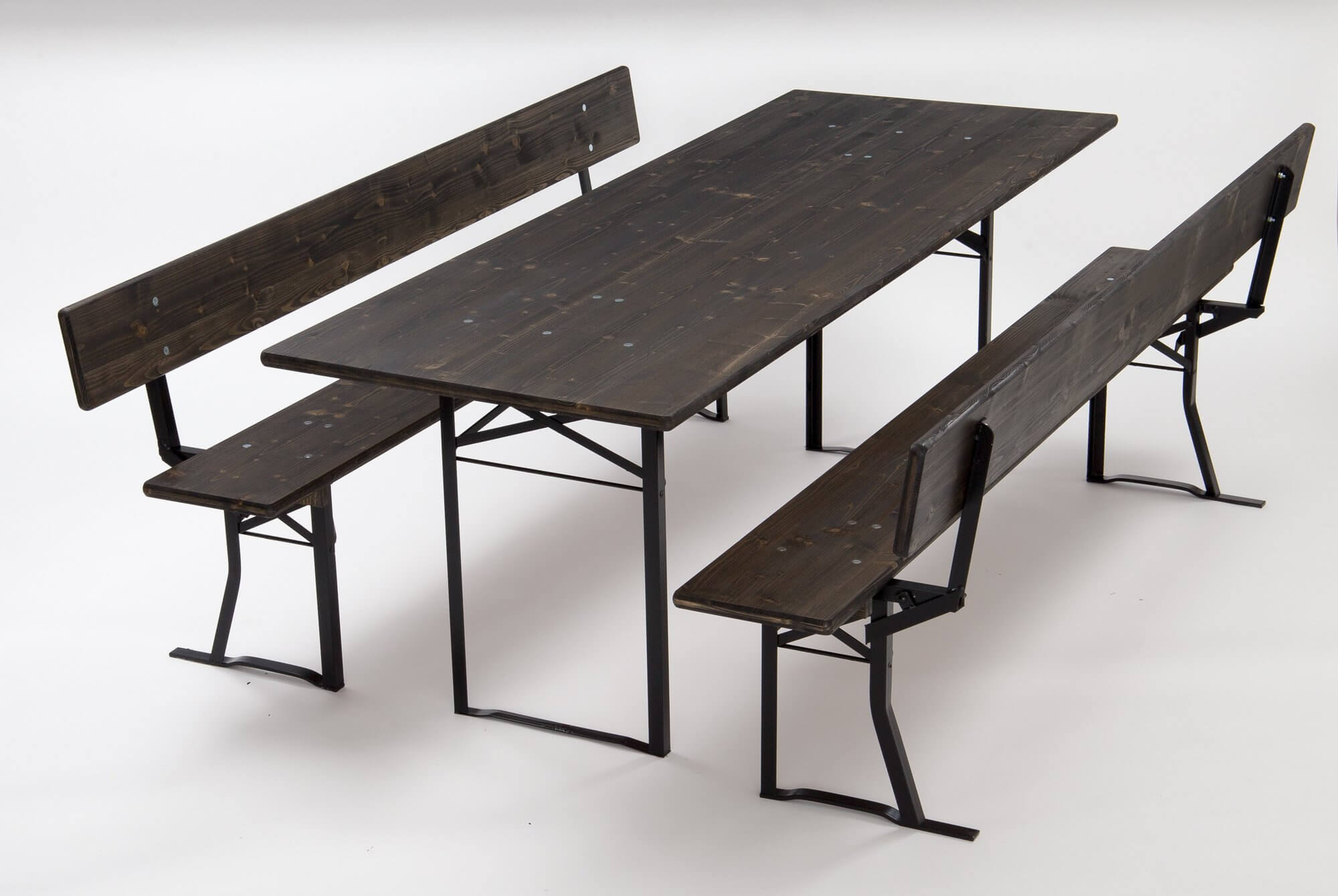 Pub table and benches sets with backrest in brewery quality
